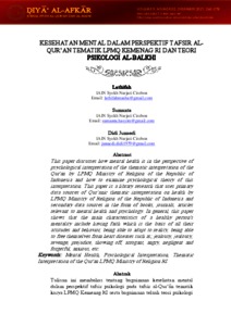 Kesehatan Mental dalam Perspektif Tafsir Al-Qur’an Tematik LPMQ Kemenag RI dan Teori Psikologi ...